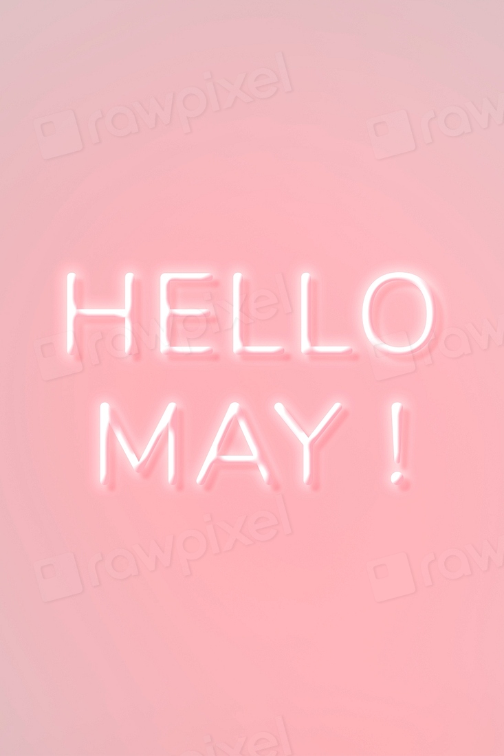 Hello May! neon pink typography | Free Photo - rawpixel