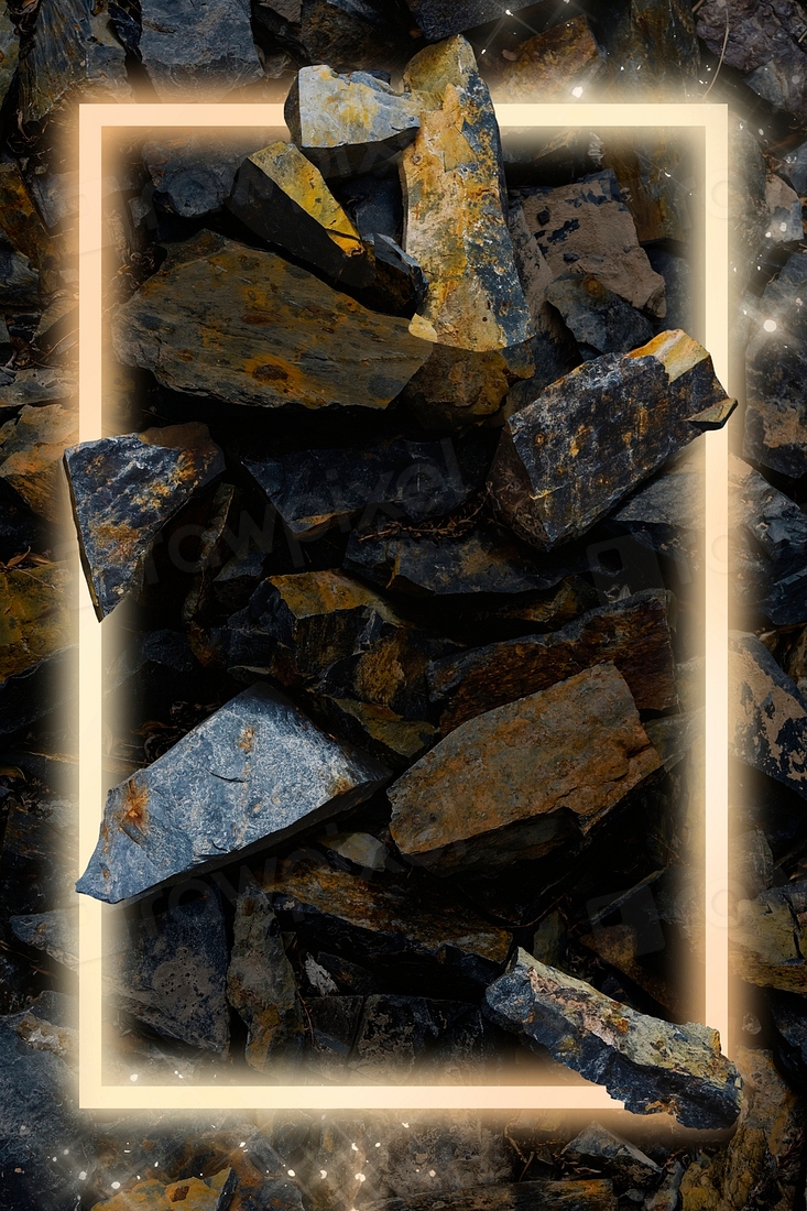 Sepia neon rocky frame psd | Premium PSD - rawpixel