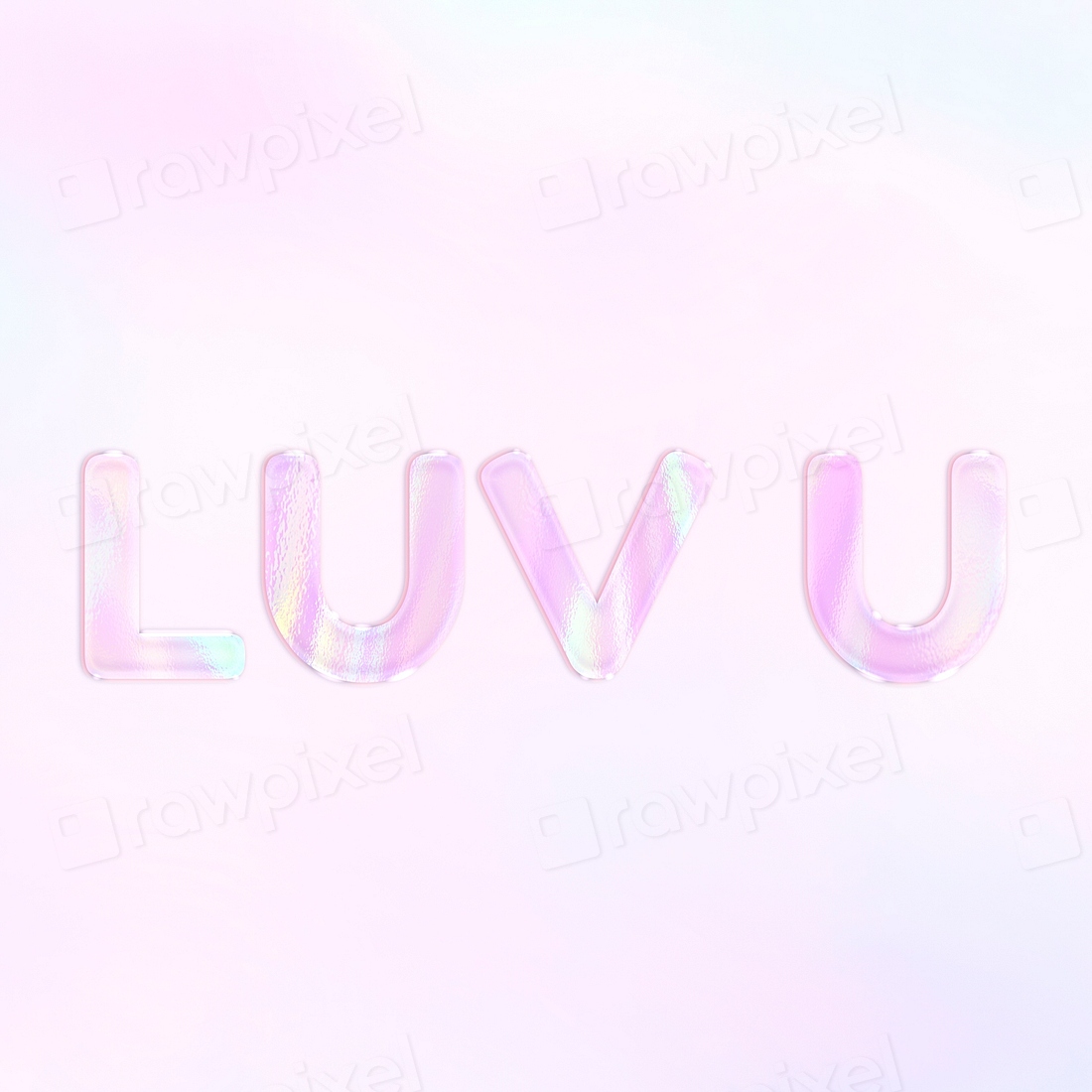 LUV U holographic lettering psd | Premium PSD - rawpixel