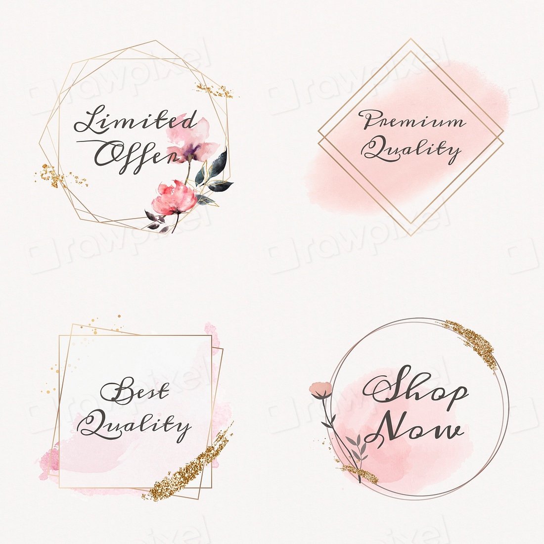 Pink shopping badge template set | Premium PSD - rawpixel