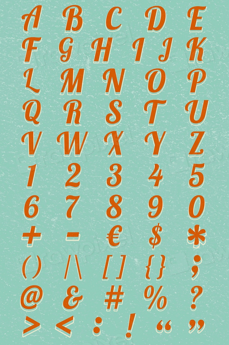 Alphabets, punctuations, symbols, retro lettering | Premium PSD - rawpixel