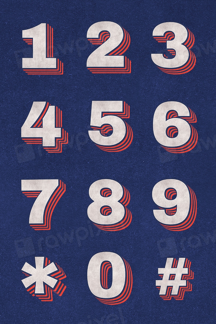 Numbers retro typography font printable | Premium PSD - rawpixel