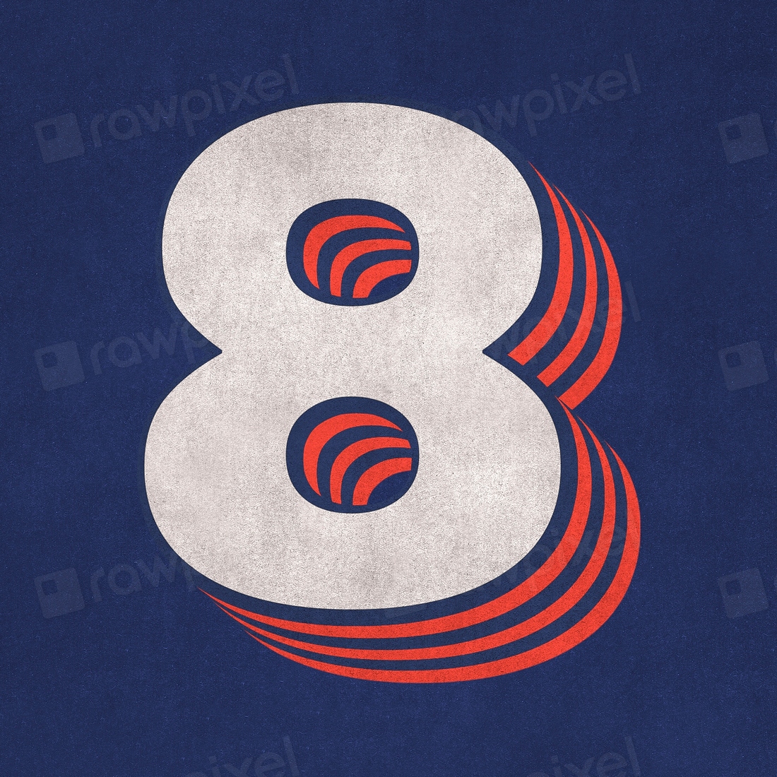 Number 8 layered effect red | Premium PSD - rawpixel