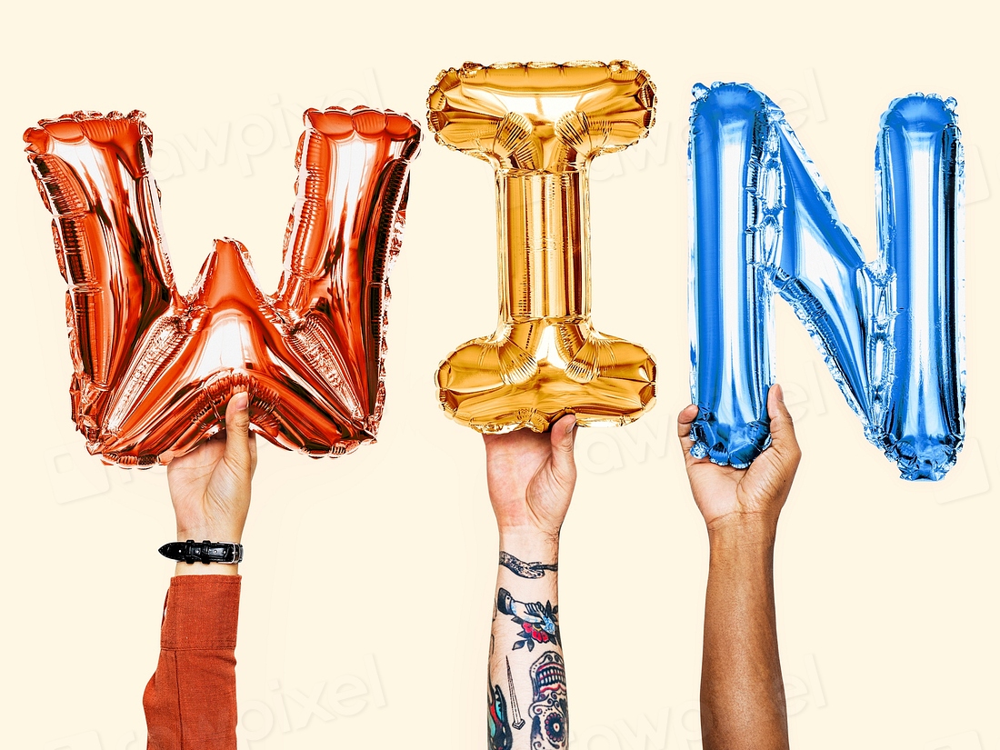 Hands showing win balloons word | Premium Photo - rawpixel
