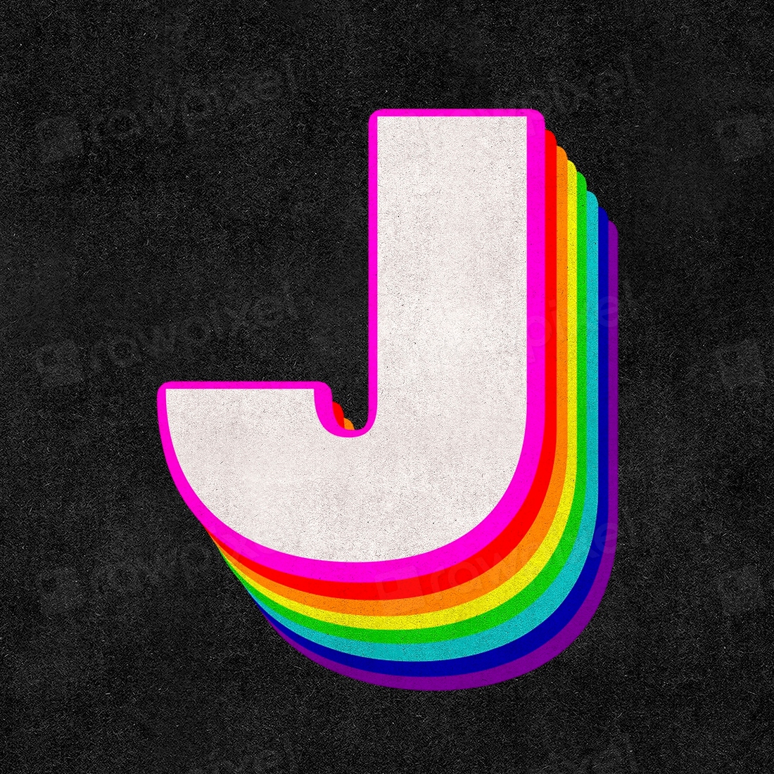 Font j psd 3d rainbow | Free PSD - rawpixel