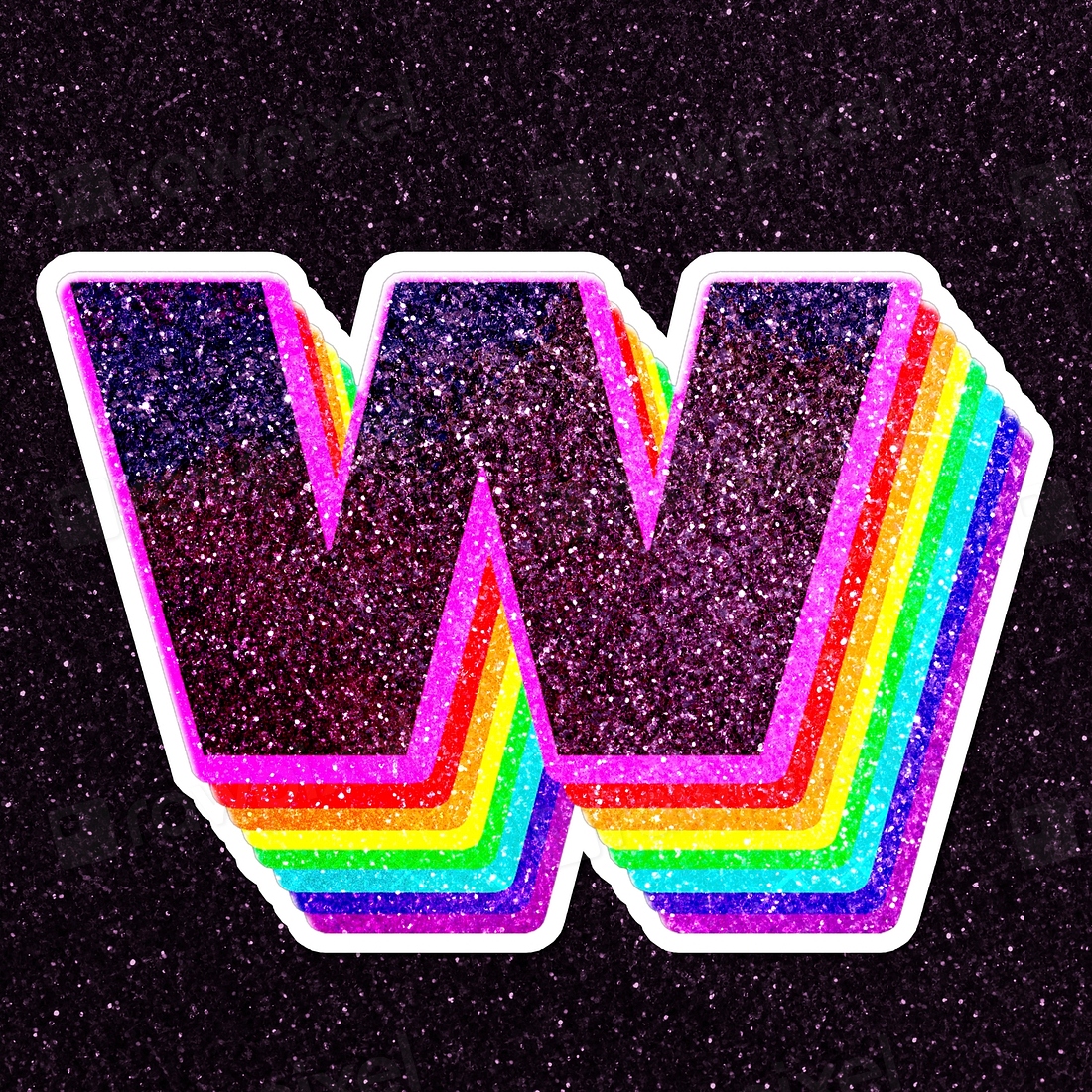 Letter w rainbow typography psd | Premium PSD - rawpixel