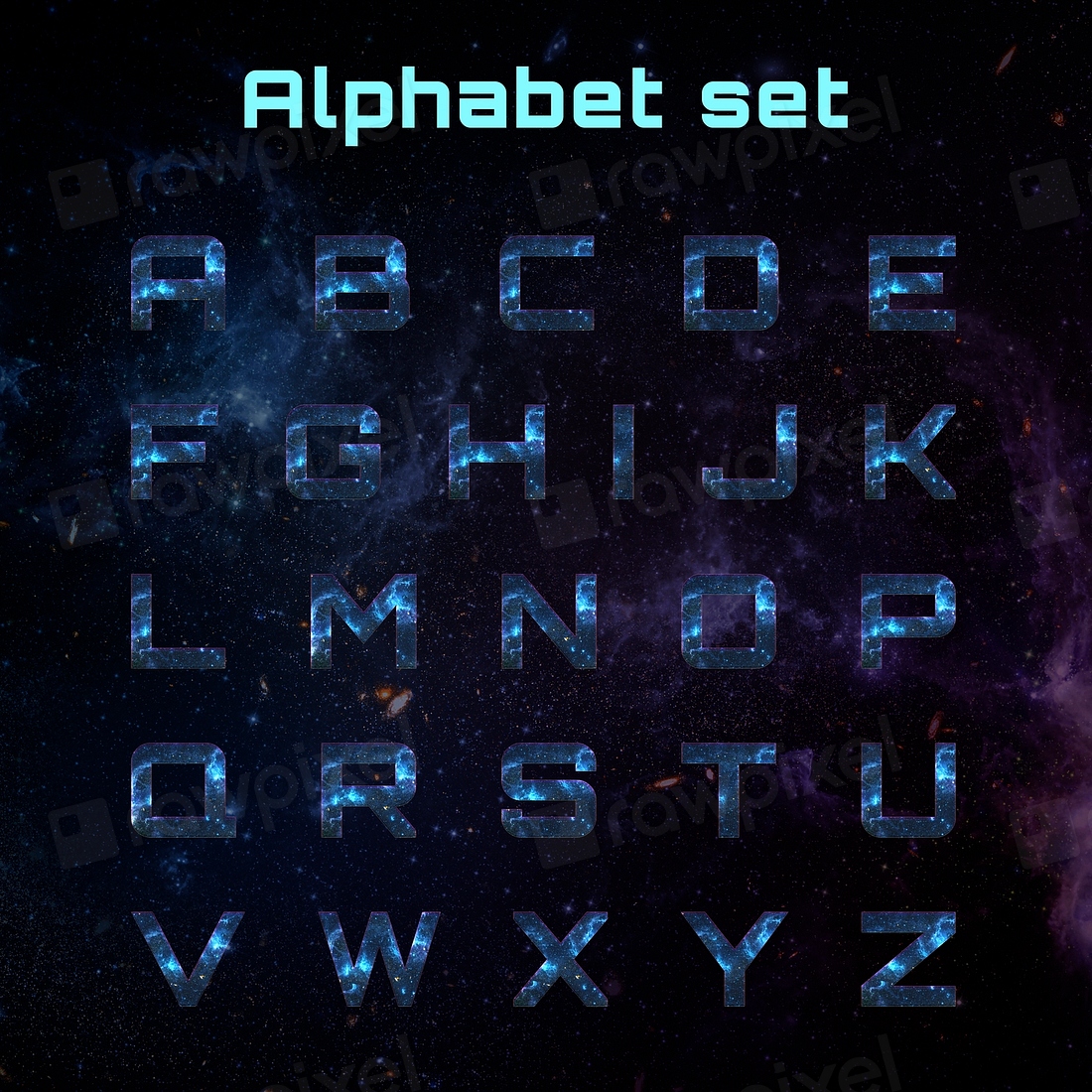 Psd galaxy alphabet set typography | Premium PSD - rawpixel