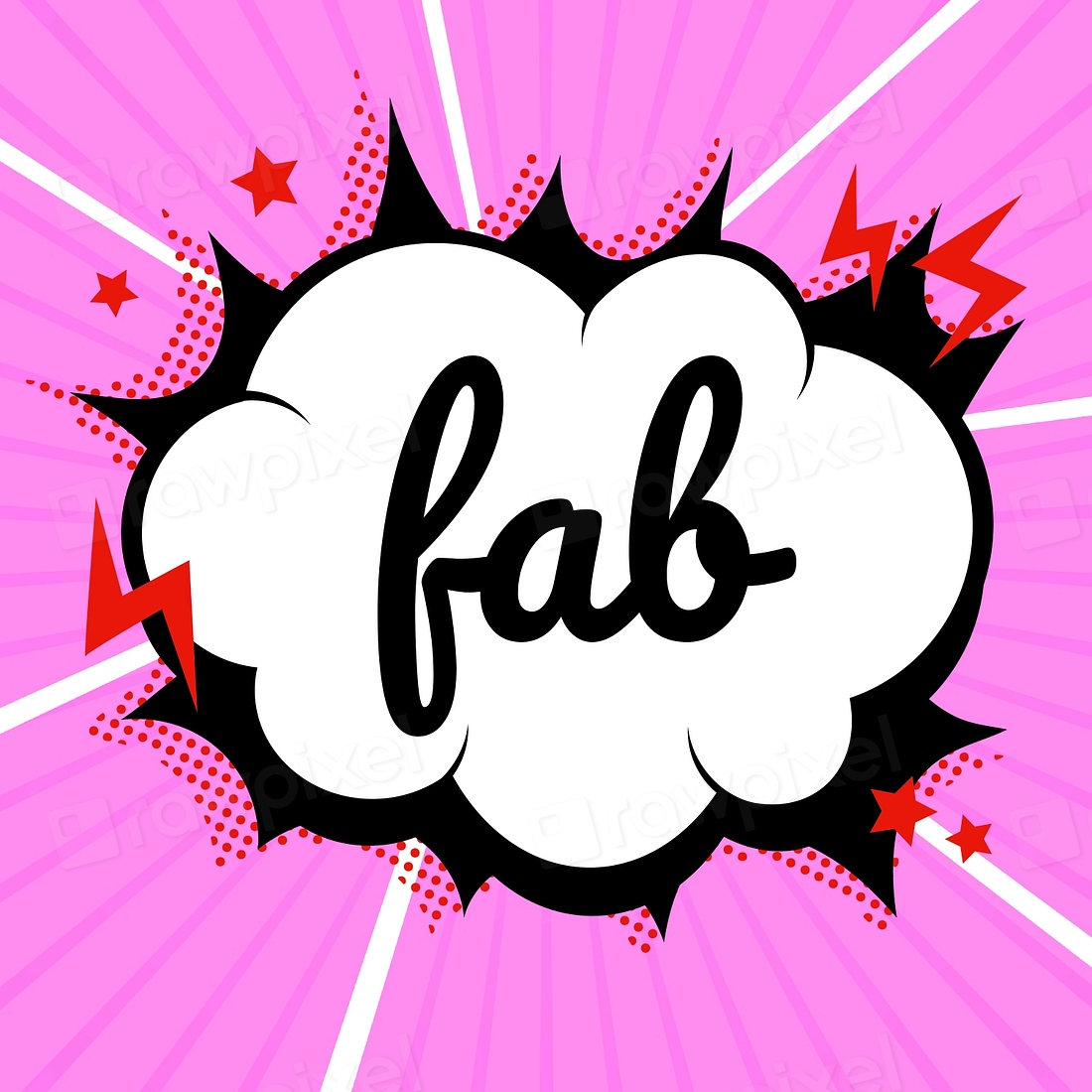 Fab word cartoon speech balloon | Free Photo - rawpixel