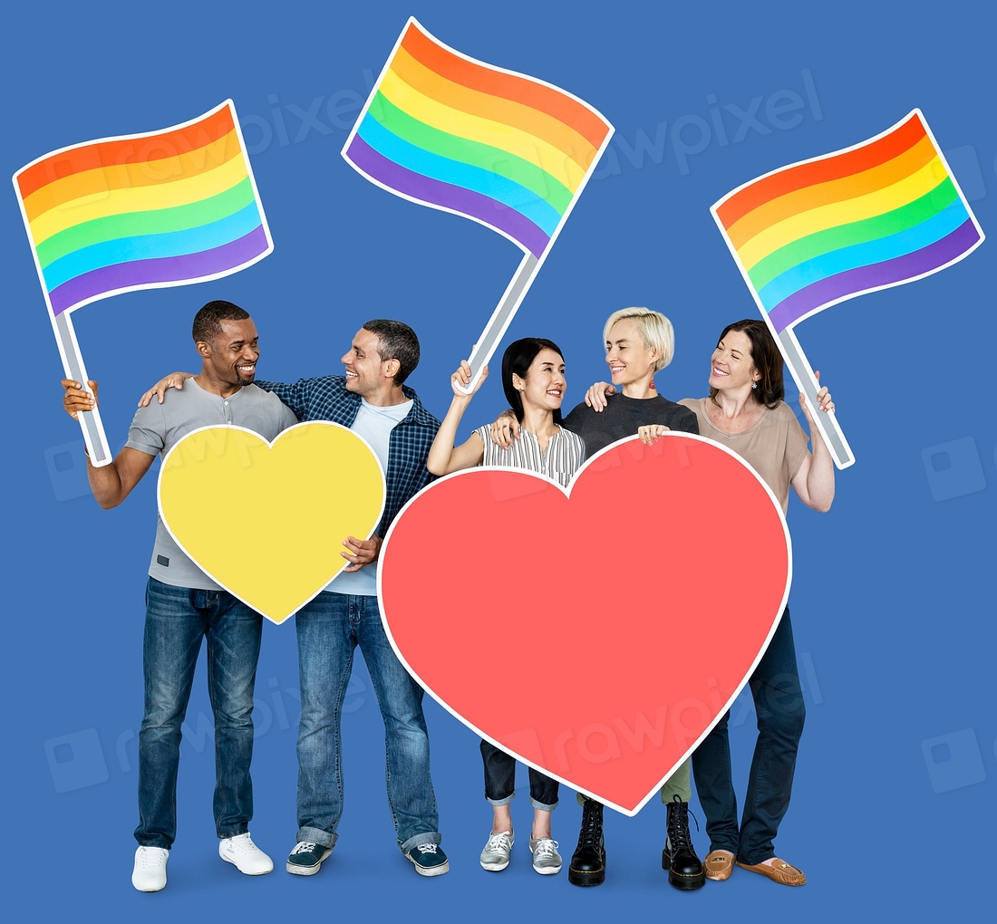 People holding rainbow flags supporting | Premium PSD - rawpixel