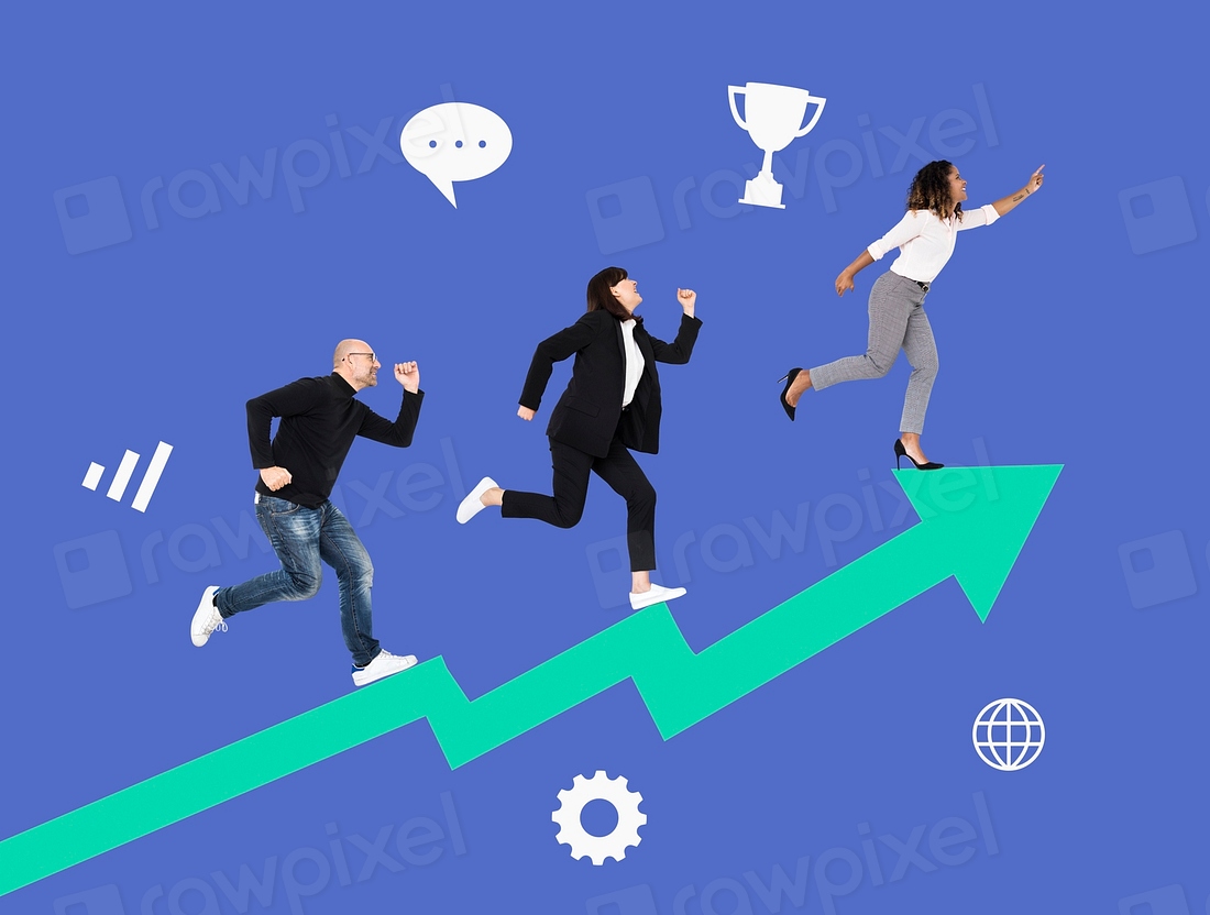 Business people running towards goal | Premium PSD - rawpixel