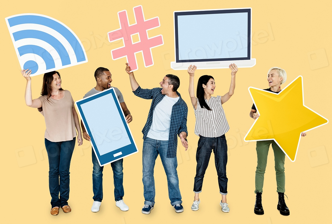 Diverse people holding technology icons | Free Photo - rawpixel