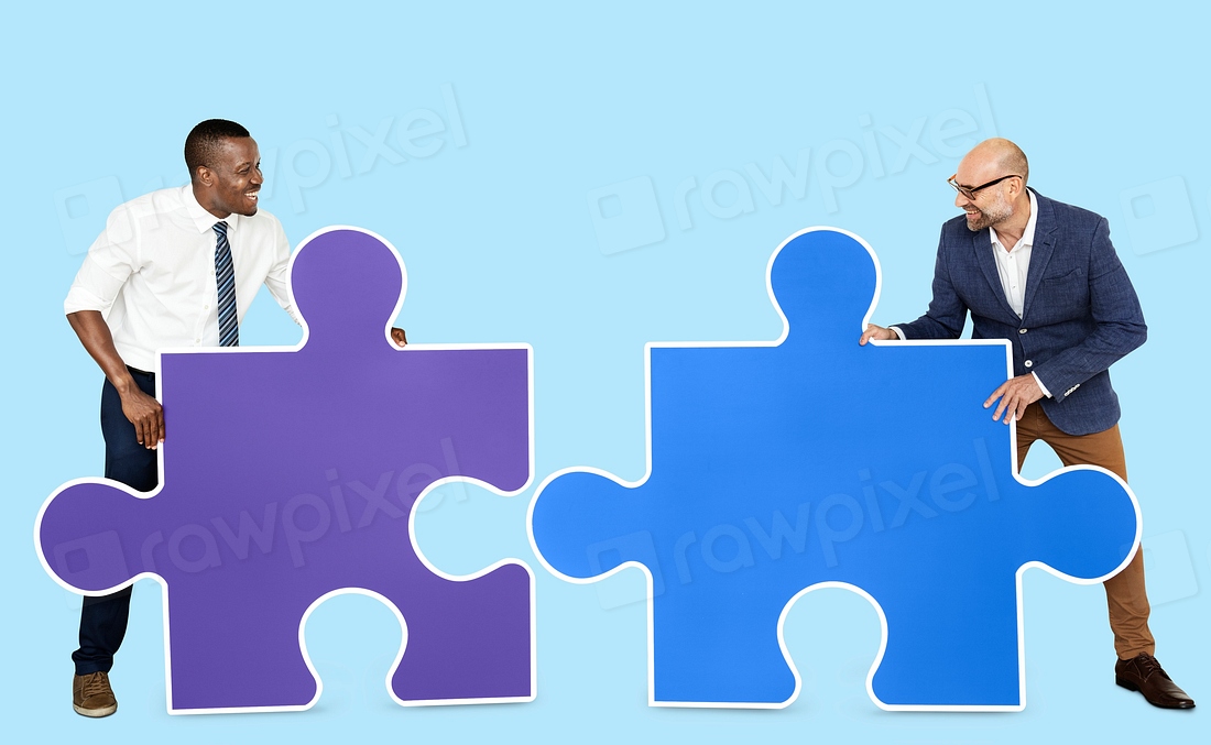 Two men connecting puzzle pieces | Premium Photo - rawpixel