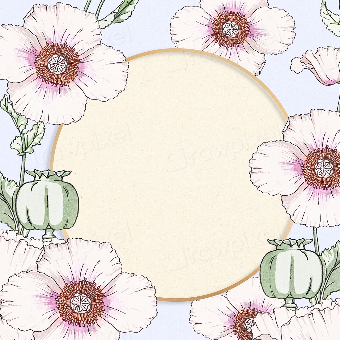 Floral frame psd hand drawn | Premium PSD - rawpixel