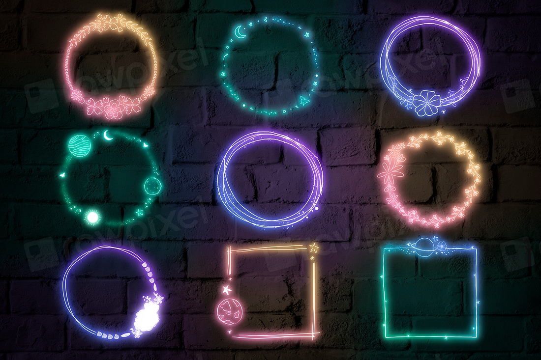 Neon frame botanical space planet | Free Photo - rawpixel