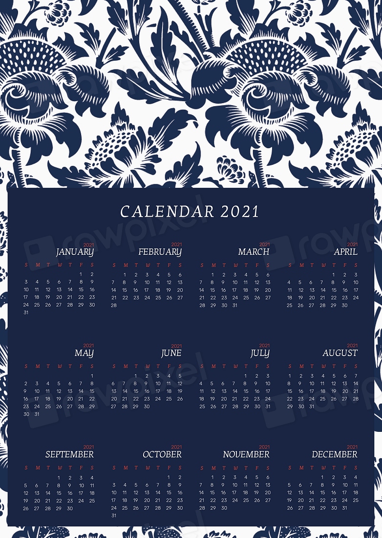 Calendar 2021 editable template psd | Premium PSD - rawpixel