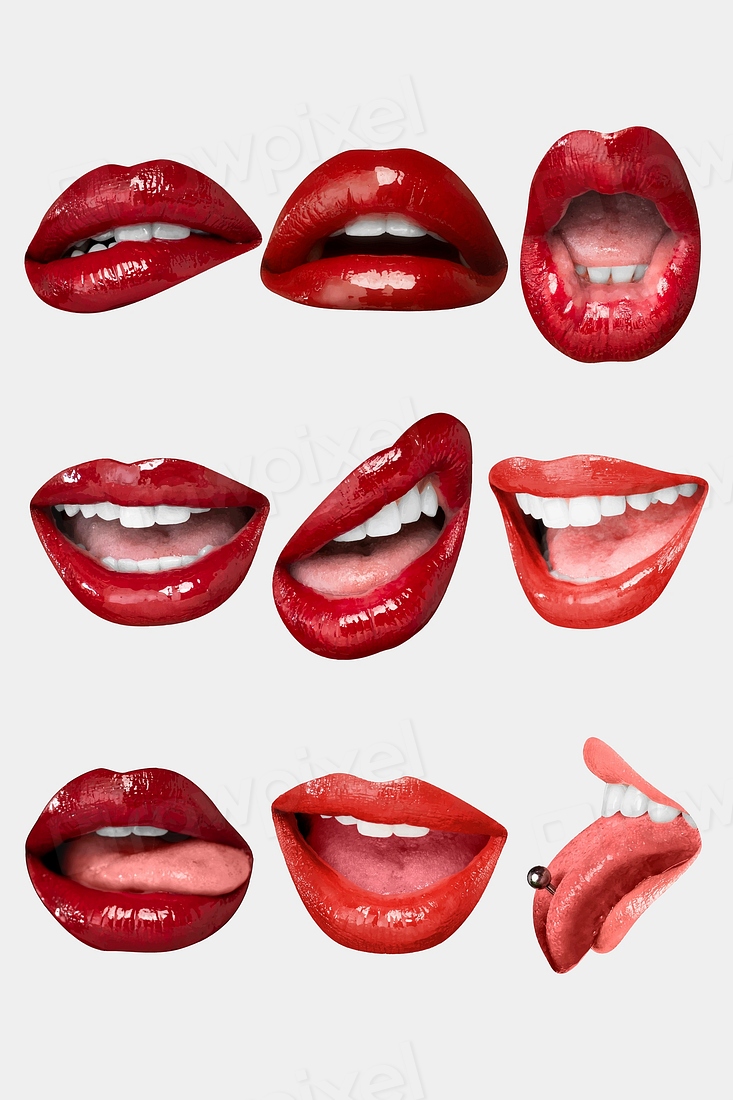 Red lips expression stickers vector | Premium Vector - rawpixel