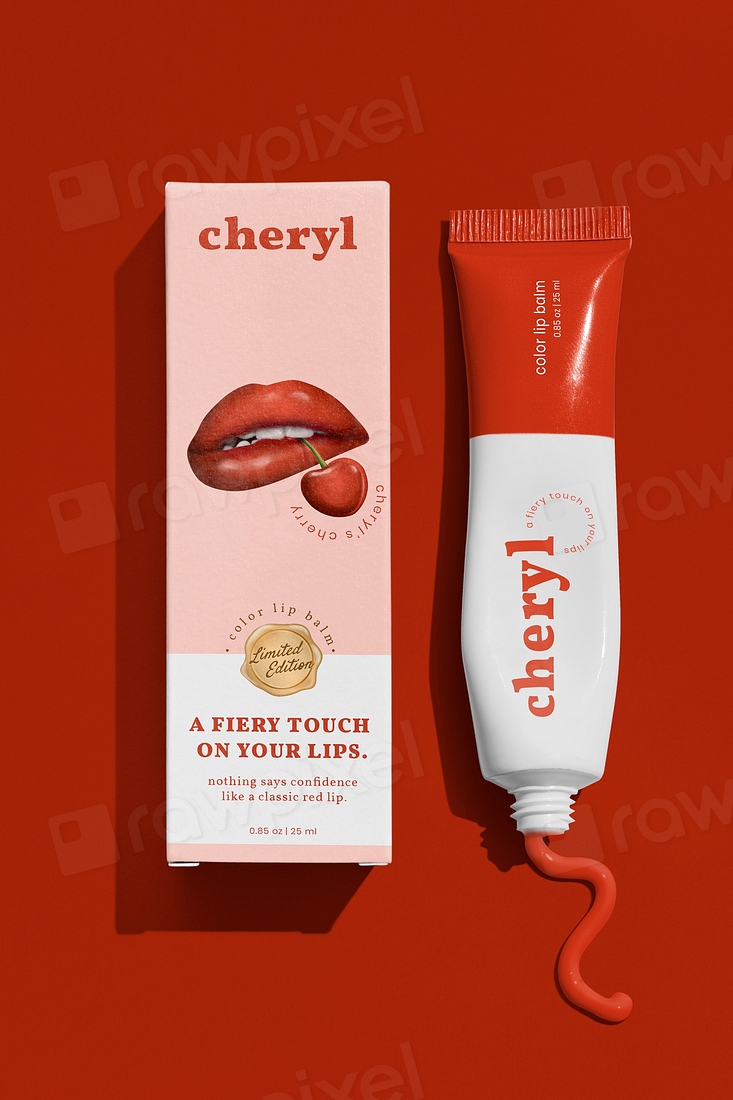 Red lipstick packaging mockup psd | Premium PSD Mockup - rawpixel