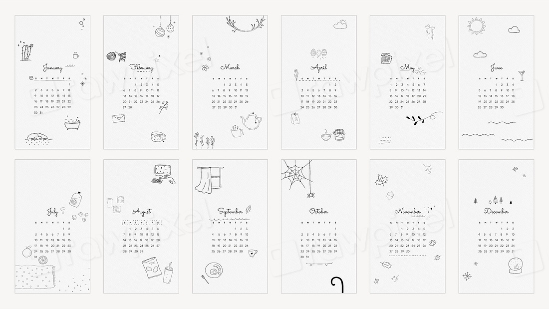 Cute 2022 monthly calendar template, | Premium Vector - rawpixel