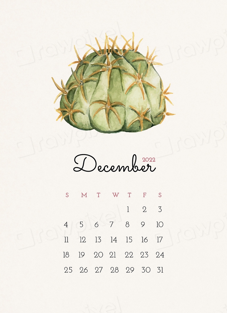 Botanical December 2022 calendar template, | Premium Vector Template ...