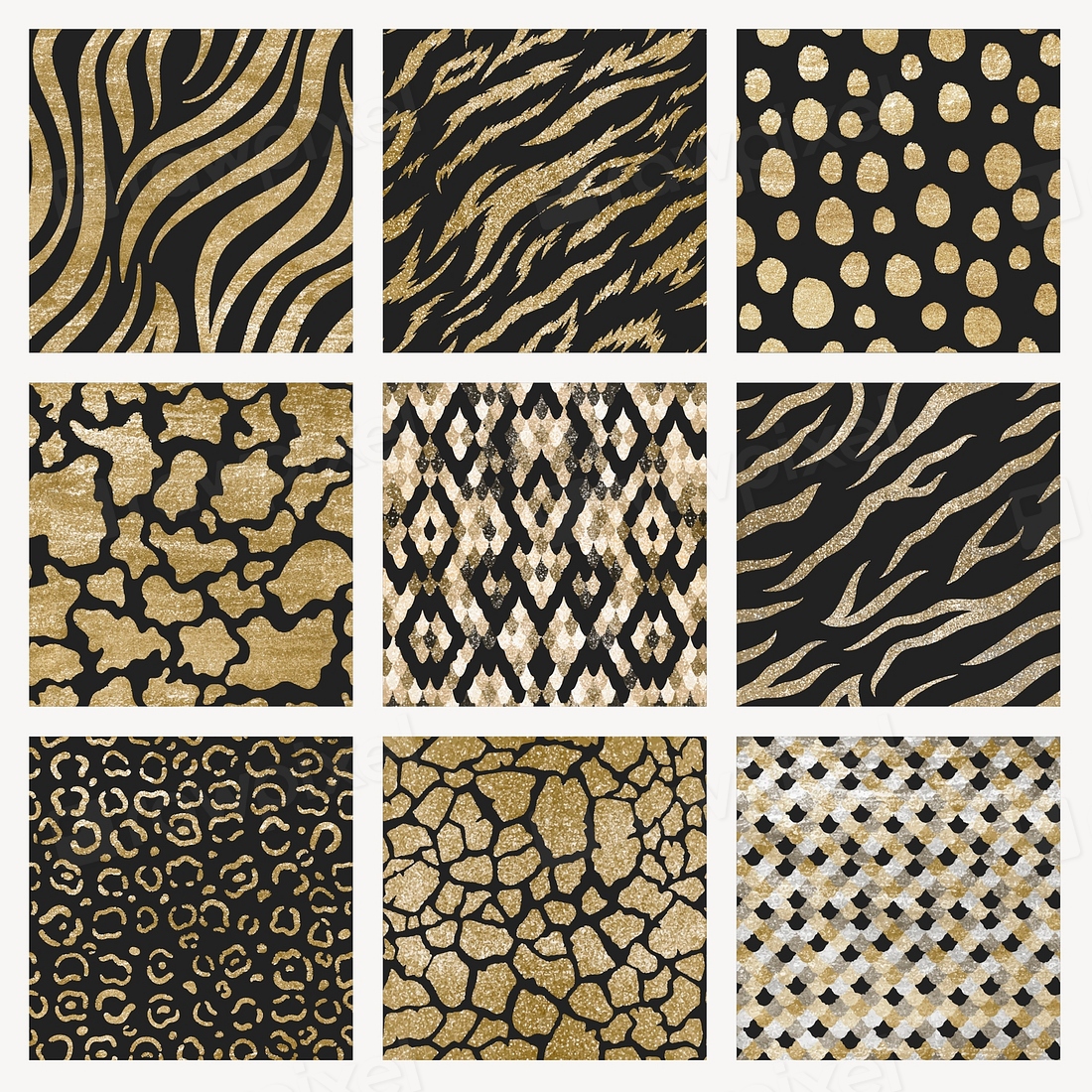 Gold animal skin patterns set | Premium Vector - rawpixel