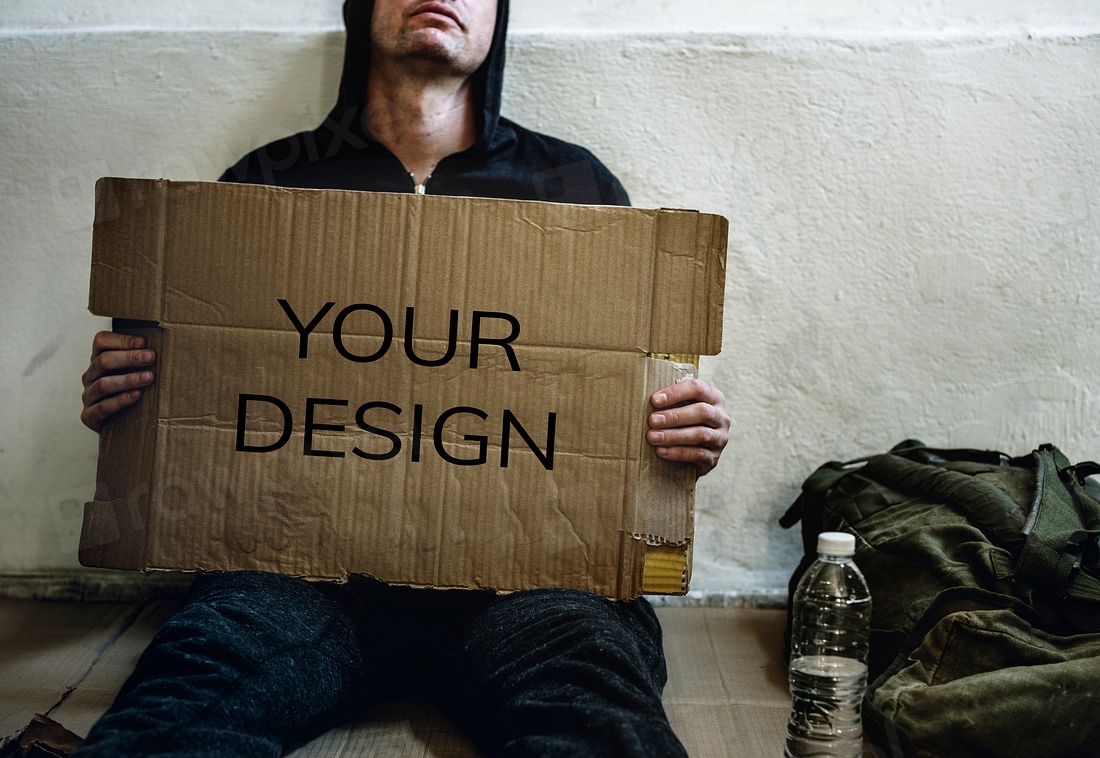 Homeless guy cardboard sign | Premium PSD - rawpixel