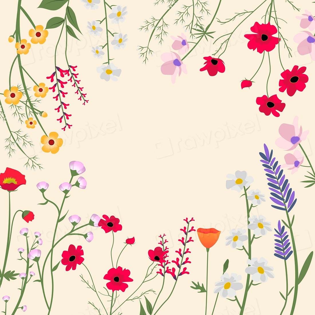 Wildflower frame psd decorated small | Premium PSD - rawpixel