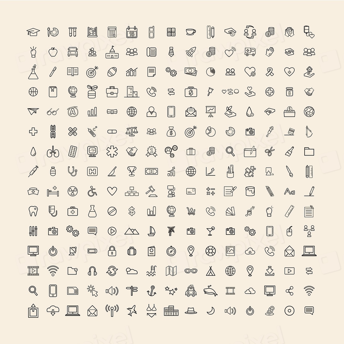 Illustration mixed icons set | Premium Vector - rawpixel