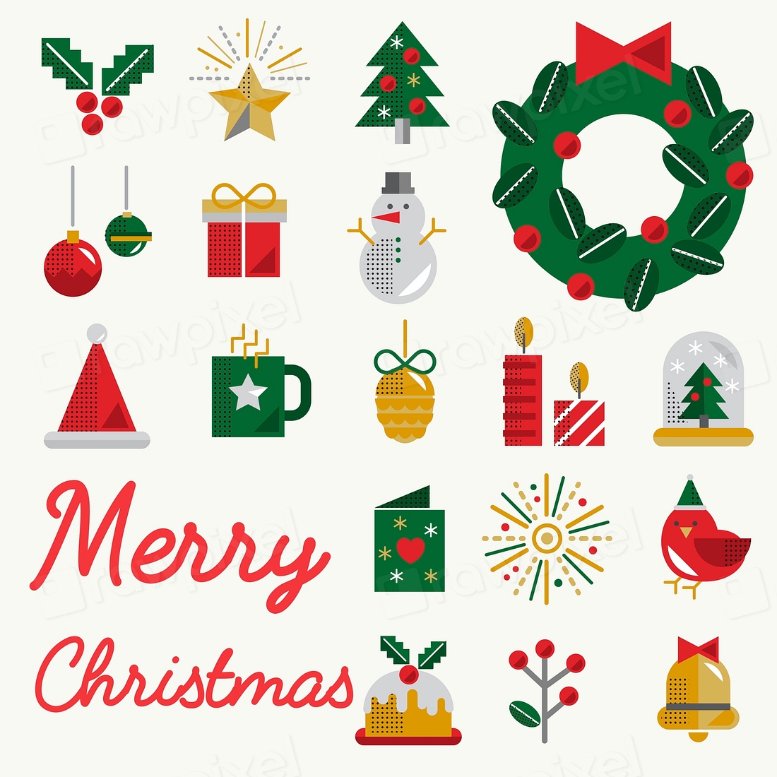 Christmas icons vector set | Premium Vector - rawpixel