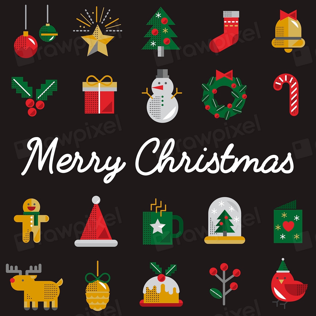 Christmas icons vector set | Premium Vector - rawpixel