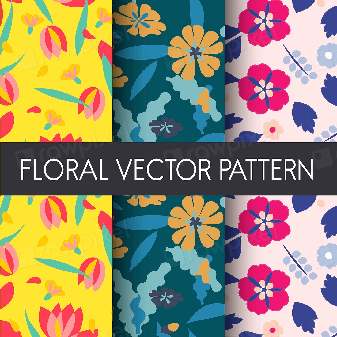 Set of floral vector patterns | Premium Vector - rawpixel