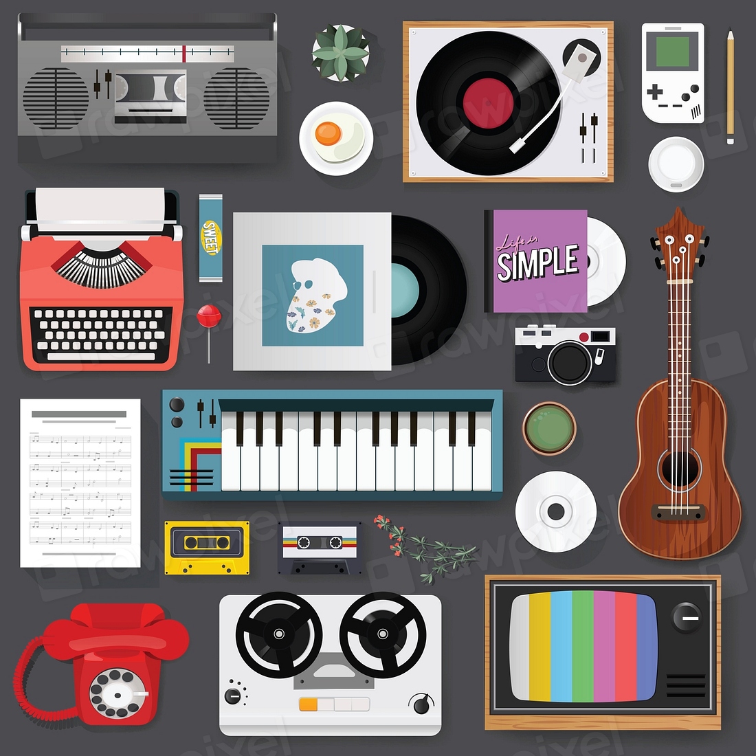 Illustration vintage music entertainment stuff | Premium Vector - rawpixel