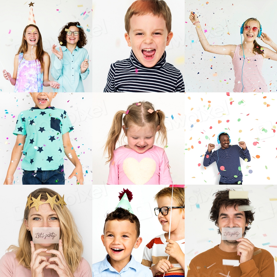 Set portraits celebration and happiness | Premium Photo - rawpixel