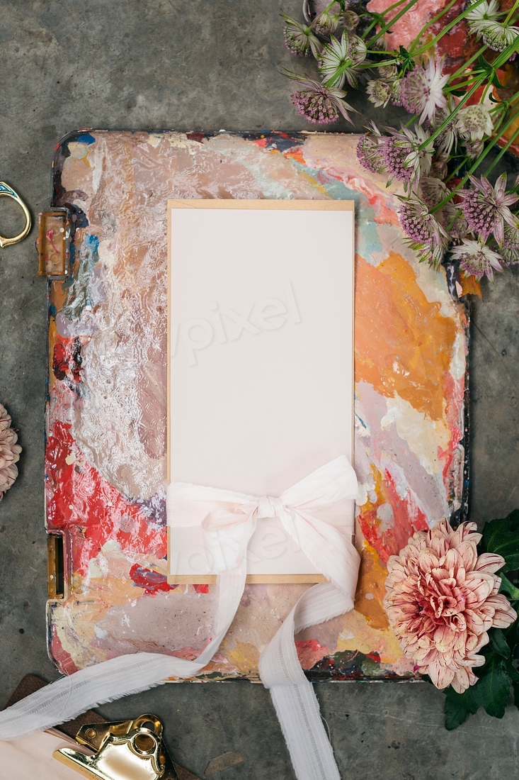 Pip salmon flower colorful canvas | Premium PSD Mockup - rawpixel