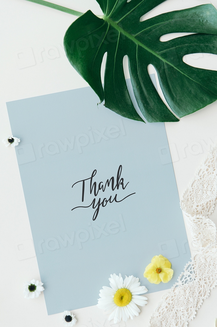 Blue card mockup flowers decoration | Premium PSD Mockup - rawpixel