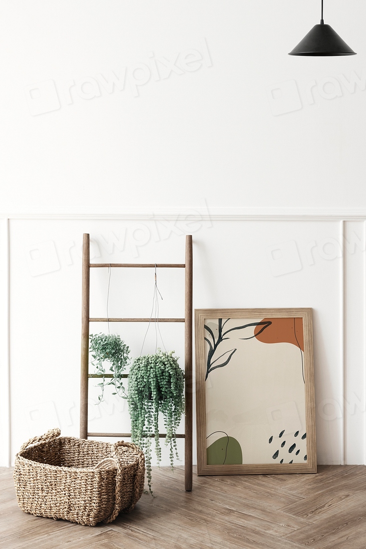 Picture frame mockup wooden ladder | Premium PSD Mockup - rawpixel