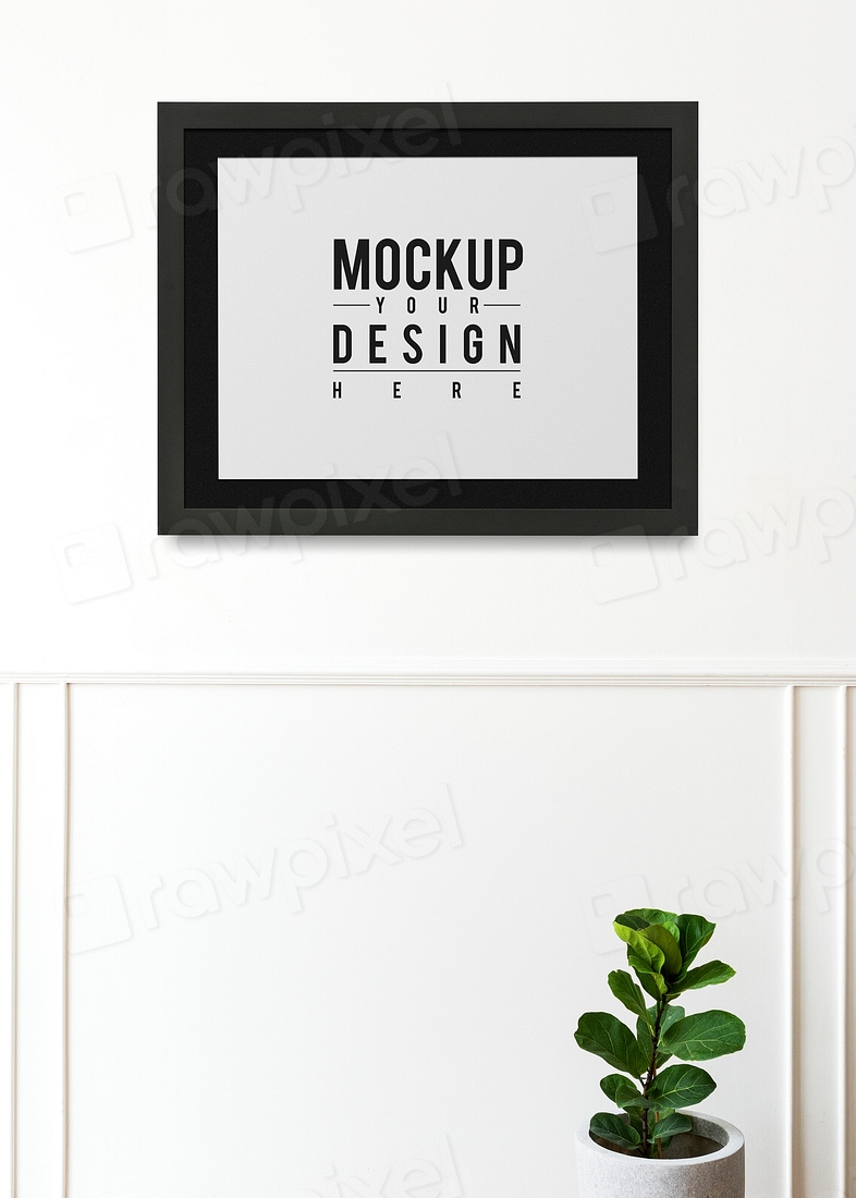 Black picture frame mockup hanging | Premium PSD Mockup - rawpixel