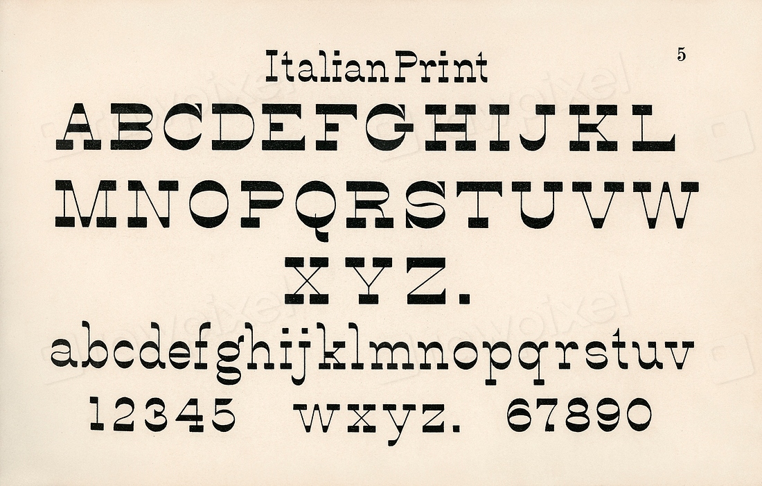 Italian print fonts Draughtsman's Alphabets | Free Photo - rawpixel