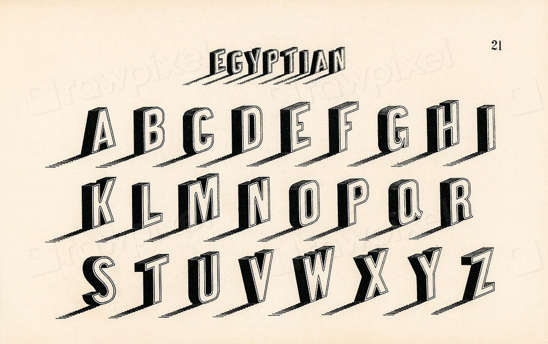 Egyptian style calligraphy fonts Draughtsman's | Free Photo ...