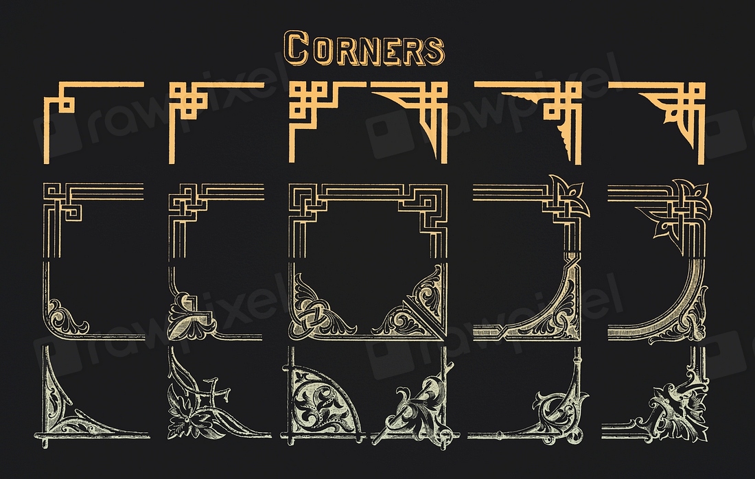 Ornamental corner designs Draughtsman's Alphabets | Premium PSD - rawpixel