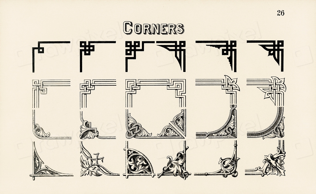 Ornamental corner designs Draughtsman's Alphabets | Free Photo ...