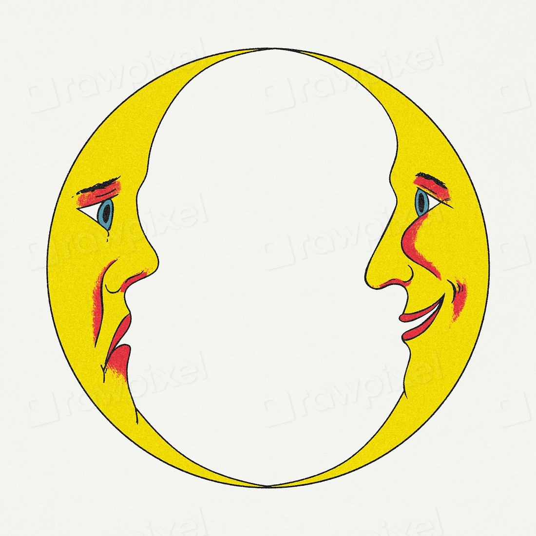 Celestial double crescent moon face | Premium PSD - rawpixel