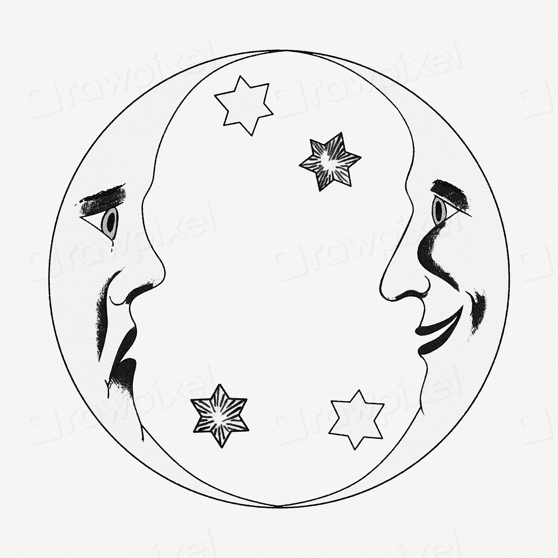 Celestial double crescent moon stars | Premium PSD - rawpixel
