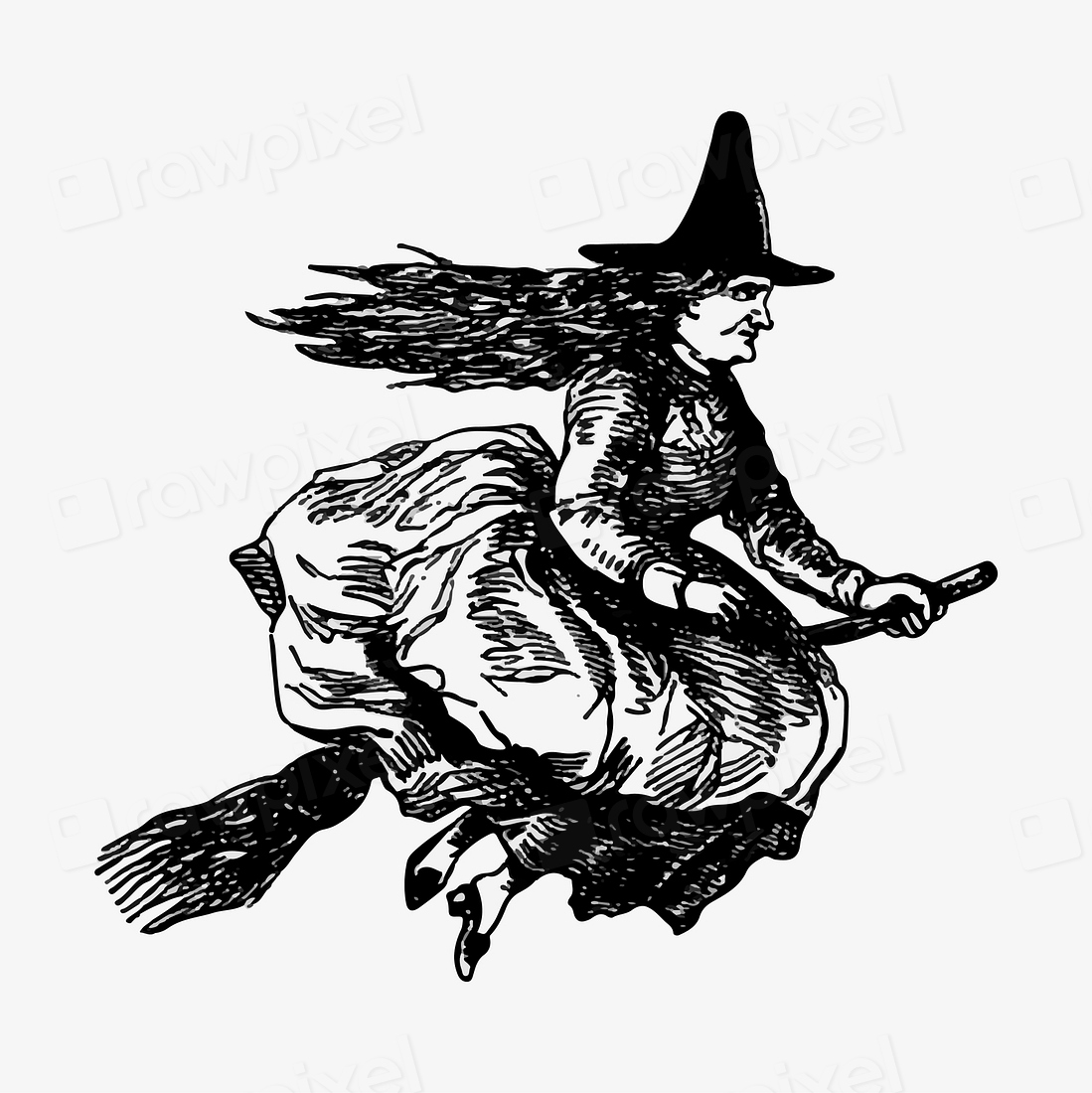 Witch riding broomstick illustration vector | Premium Vector ...