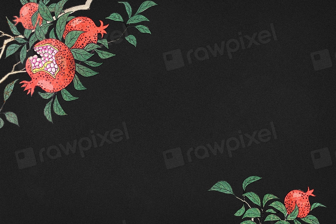 Pomegranate branch border background illustration | Premium PSD - rawpixel
