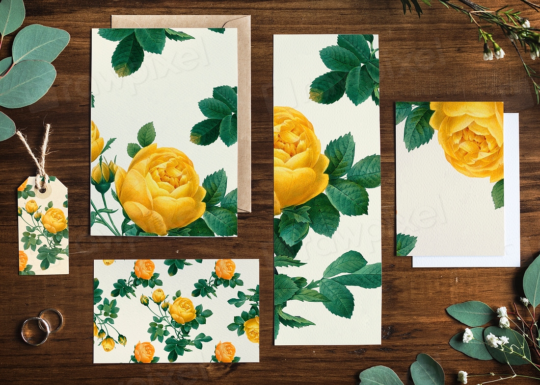 Blank yellow roses design stationery | Premium Photo - rawpixel
