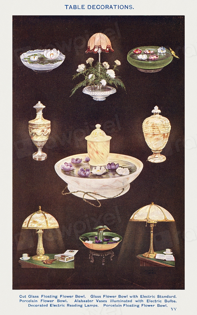 Table Decorations: Cut Glass Floating | Free Photo Illustration - rawpixel