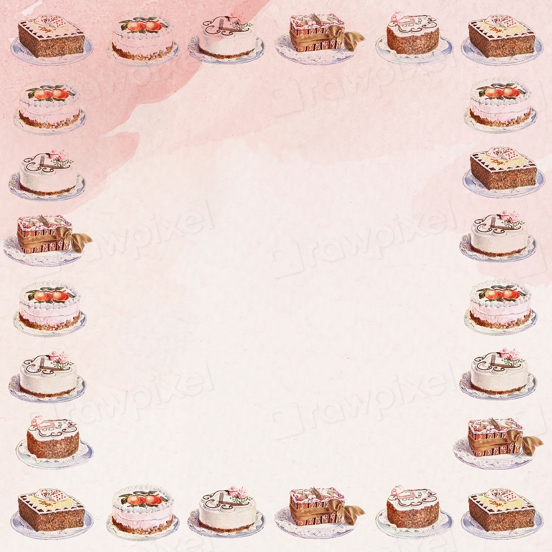 Fancy cakes frame pink watercolor | Premium PSD - rawpixel