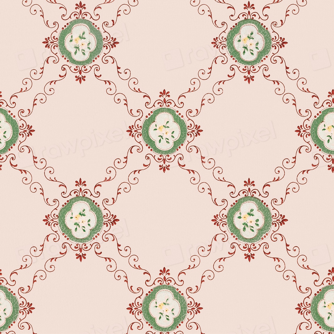 Pink floral pattern background psd | Premium PSD - rawpixel