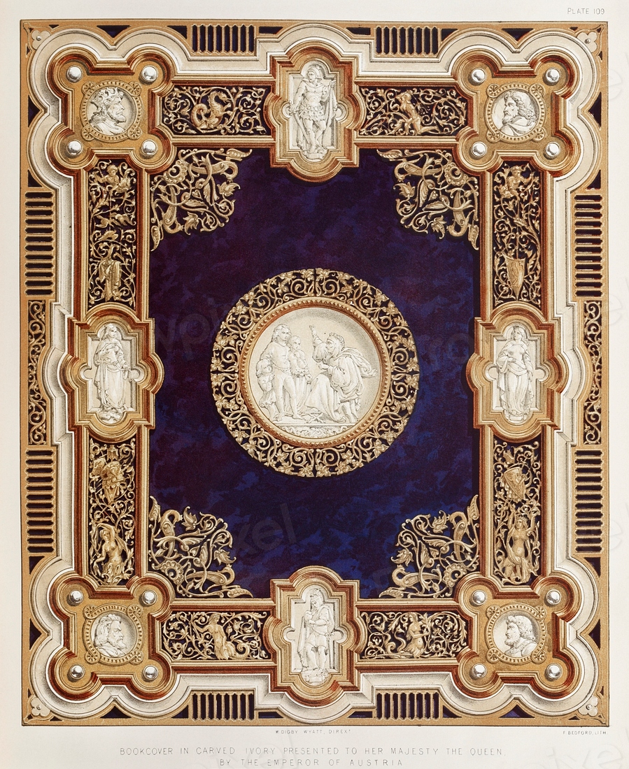 Bookcover carved ivory Industrial arts | Free Photo Illustration - rawpixel