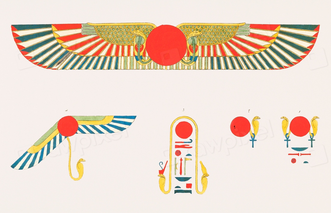 Vintage illustration winged disc and | Premium PSD - rawpixel